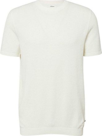 s.Oliver Kurzarmpullover Strickpullover Gestricktes T-Shirt aus Baumwoll-Leinen-Mix