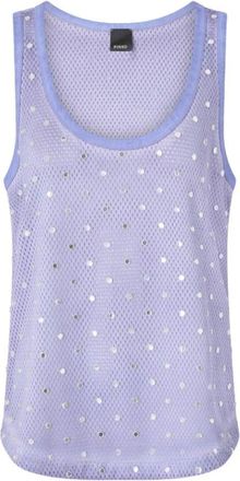Pinko Pinko, Femme, Tops, Violet, Taille: 36 FR Top d&eacute;bardeur en maille avec d&eacute;tails miroirs