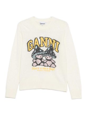 Ganni Rundhalspullover - Creme
