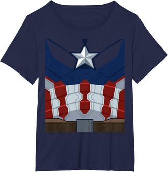 MARVEL Captain America Kost&uuml;m-Shirt, Erwachsene, Unisex, Kurzarm, T-Shirt, Blau, S