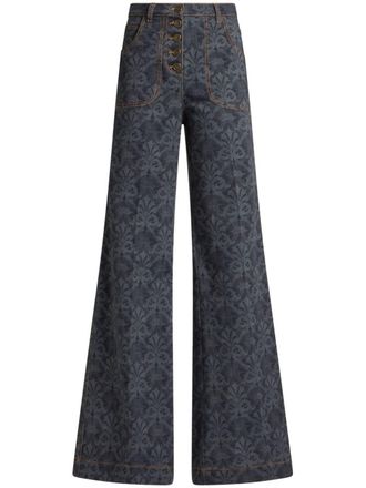 Etro jean imprimé à coupe évasée - Bleu