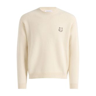 Maison Kitsun&eacute; Pull Fox Head Milano - Homme - Pulls - Blanc - Taille: L