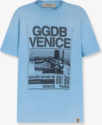 Golden Goose Cotton T-shirt with print on the front - GOLDEN GOOSE DELUXE BRAND - gender_Man