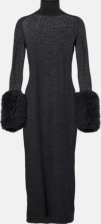 Alaia Alaïa Midikleid aus Schurwolle mit Faux Shearling