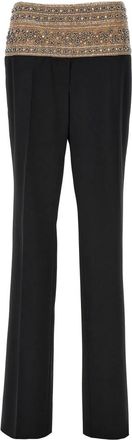 Stella McCartney Femme, Pantalons, Noir, Taille: 34 FR Pantalon en laine orn&eacute; de cristaux