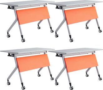 Generic Mobiler Klapptisch, 140 cm Konferenztisch mit Rollen, Klapptisch-Set f&uuml;r B&uuml;robesprechungsr&auml;ume, inklusive 4 St&uuml;hlen und Trennw&auml;nden, platzsparend