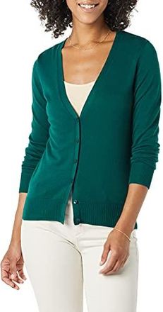 Amazon Essentials Cardigan léger à col en V (Grande Taille Disponible) Femme, Vert Foncé, XXL