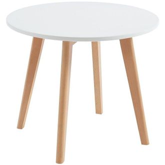 Vente-Unique Vente-unique - Table enfant en mdf et h&ecirc;tre - Blanc et naturel - louloune