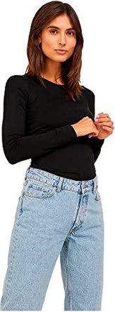 Jack & Jones JJXX JXHARMONY LS Tight Dream Oneck Tee T-Shirt à Manches Longues, Noir, M Femme