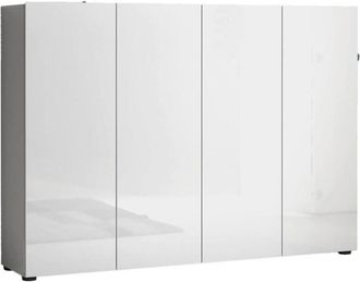Dmora Meuble &agrave; chaussures Abdul, 10 &eacute;tag&egrave;res, 36 paires, Fabriqu&eacute; en Italie, 34x160x115h cm Blanc Brillant
