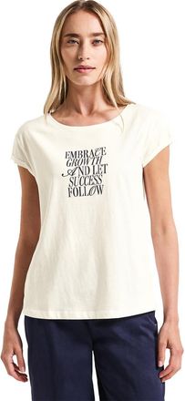 Street One Damen 3227734 T-Shirt mit Wording Artwork, Off White, 46