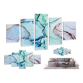 DKD Home Decor Leinwandbild Marmor Blau (5 Stück)