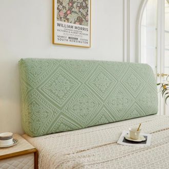Generic Vintage Stretch Bettkopfteil Bezug Staubdichter Polsterbezug im europ&auml;ischen Stil mit gepr&auml;gtem Kopfteil Bezug Retro Muster Vintage - Gr&uuml;n 140-160CM/(