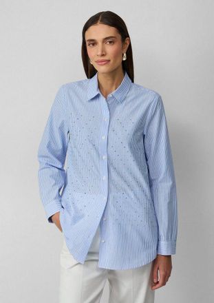 s.Oliver Langarmbluse Bluse Gestreifte Hemdbluse mit Strasssteinen