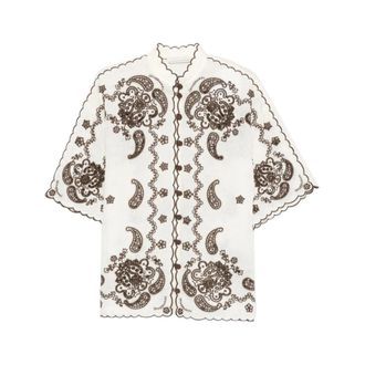 Zimmermann Besticktes Mock Neck Shirt - - Blouses & Shirts - Damen - Wei&szlig; - M