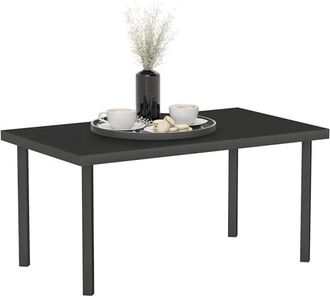 OUTSUNNY Table Basse de Jardin rectangulaire, Table dappoint de Patio avec Effet Grain de Bois, Cadre en métal, pour terrasse, Balcon, 95 x 55 x 46cm, Noir