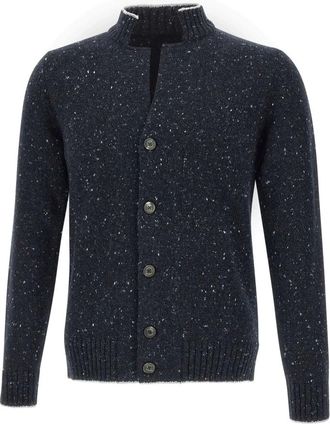 Eleventy Homme, Pulls, Bleu, Taille: L Cardigan Pull en Laine et Cachemire Bleu