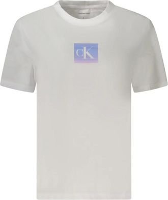 Calvin Klein Femme, Tops, Blanc, Taille: 42 FR Short Sleeve T-Shirt
