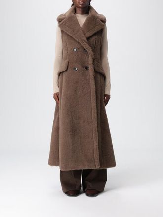 Max Mara Gilet long crois&eacute; en m&eacute;lange dalpaga, laine et soie &eacute;vas&eacute;