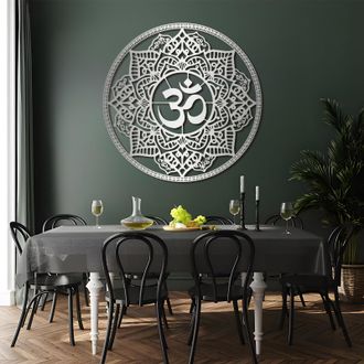 Generic Metall-Wanddeko, Lotusblumen-Deko, Deko, Yoga-Deko f&uuml;rs Schlafzimmer (Silber, 31x31|80x80 cm)