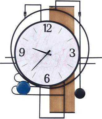 Beliani Beliani - Horloge Murale Moderne Ronde 60 x 70 cm en mdf Multicolore à Piles aa Tavel