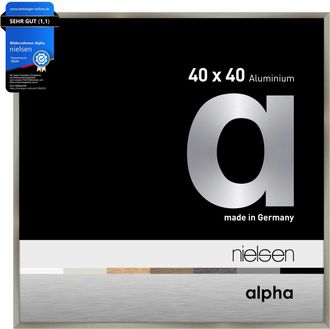 Nielsen Design Bilderrahmen, 40 x 40 cm, Aluminium, Edelstahl matt, Posterrahmen zum Aufhängen im Hoch- & Querformat, Echtglas, Alpha