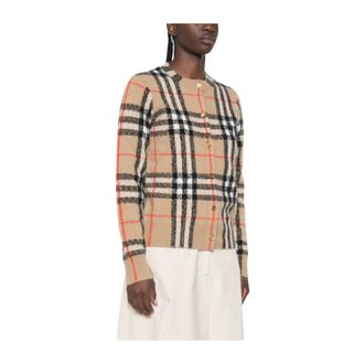 Burberry Check Cardigan - - Knitwear - Damen - Beige - M
