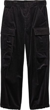 Prada Tapered-Hose aus Cord mit Triangel-Emaille - Schwarz