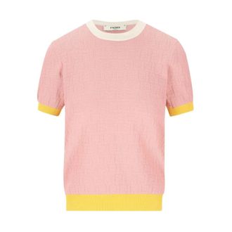 Fendi Kurz&auml;rmliger Pullover mit Rundhalsausschnitt - - Knitwear - Damen - Rosa - S