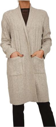 Fracomina Femme, Pulls, Beige, Taille: 36 FR Long Cardigan Long en Maille Torsad&eacute;e