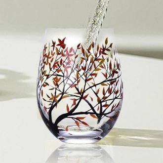 Generic Verres &agrave; vin en forme darbre &agrave; quatre saisons, verres &agrave; vin color&eacute;s peints &agrave; la main, verres &agrave; vin color&eacute;s pour le vin, les cocktails (verre sans pied