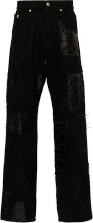 John Richmond Slim-Fit-Jeans im Patchwork-Look - Schwarz