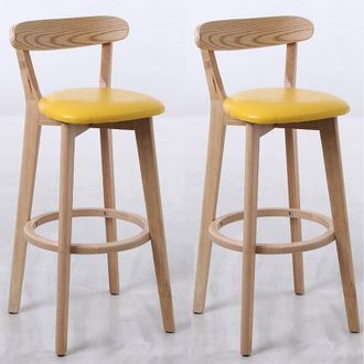 Generic Verstellbare Barhocker, 2Er-Set, Moderne Massivholz-R&uuml;ckenlehne, K&uuml;chenthekenh&ouml;he, Fr&uuml;hst&uuml;cksinselstuhl, Gelbe Fu&szlig;st&uuml;tze