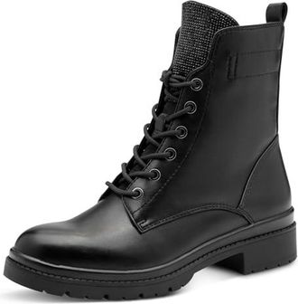 Tamaris Damen Lace Boot Flat 1-25236-43, Bottes courtes à la cheville pour femme, Black Glam, 36 EU, Noir Glam, 36 EU