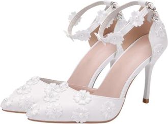 Beaupretty Sandales &agrave; Talons Hauts pour Femme Bout Effil&eacute; &Eacute;l&eacute;gant Sandales de Mariage Blancs Confortables Chaussures Ville Femme Marche Facile et Antid&eacute;rapantes