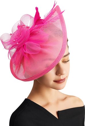 Dreshow Fascinator H&uuml;te f&uuml;r Damen Pillbox Hut mit Schleier Stirnband und Einer Gegabelten Clip Tea Party Kopfbedeckung