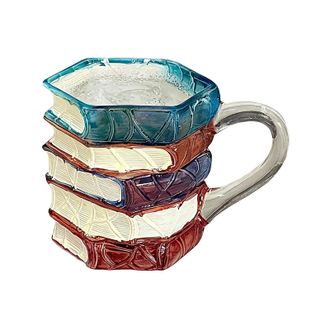 Generico 3D Buch-Kaffeetasse, handbemalt, 200 ml, w&auml;rmeisolierend, 3D-Book-Becher f&uuml;r Leser, Librarians, M&auml;nner, Frauen, Latte, Tee, Geburtstag, Weihnachten