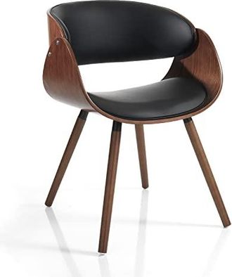 Wink Design Derby Evo Dark Wood Stuhl aus Mehreren Schichten, Walnuss, Schwarz, 54 x 52 x 73 cm