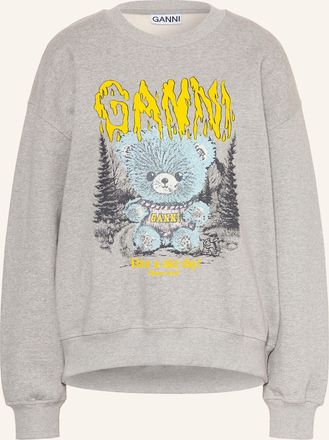 Ganni Oversized-Sweatshirt Mit Schmucksteinen grau