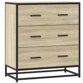 Les Tendances Commode 3 tiroirs Dovany L68xH76xP35 - Bois et m&eacute;tal-Ch&ecirc;ne clair