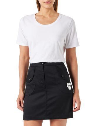 Love Moschino Damen with Patch Pockets and Brand Miniskirt, Schwarz, 46 EU