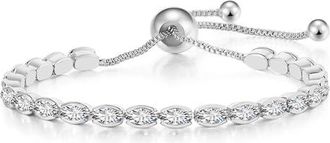 Generic Ovale Diamant Tennis Bracelets pour Femmes Mode Or R&eacute;glable Glac&eacute; Zircon Cha&icirc;ne sur Main Bracelet Bijoux Ami CadeauOp&eacute;ration Facile