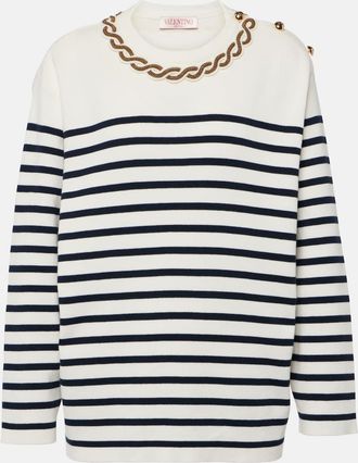 Valentino Bestickter Pullover aus Baumwolle