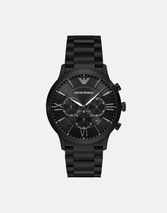 Emporio Armani Montre pour homme en acier inoxydable &agrave; mouvement chronographe - Noir