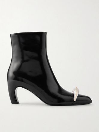 Tory Burch Pierced Xl Ankle Boots Aus Glanzleder Mit Verzierung - Schwarz