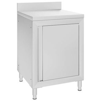 vidaXL Table de Travail Commerciale avec Armoire Equipement de Cuisine Armoire de Restaurant H&ocirc;tel Garage Lieu de Travail 60x60x96 cm Acier Inoxydable