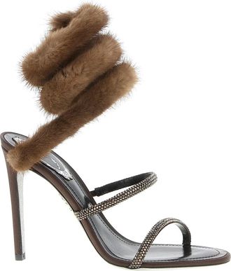 Rene Caovilla Femme, Chaussures, Brun, Taille: 40 EU Lindsey Satin Sandales