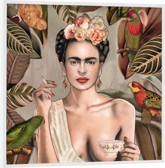 artboxONE Poster mit weißem Rahmen 50x50 cm Natur Frida con amigos bohemian - Bild frida kahlo bohemian boho