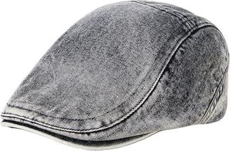 Generic Chapeau vintage en denim d&eacute;lav&eacute; for femme, casquette de taxi, chapeau plat d&eacute;t&eacute; for le soleil Pour lautomne et lhiver(Gray)