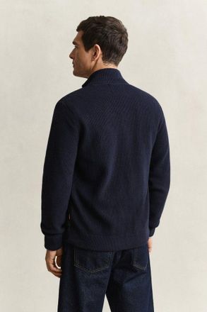 GANT Strickjacke HYBRID ZIPPED CARDIGAN Regular fit mit Stehkragen